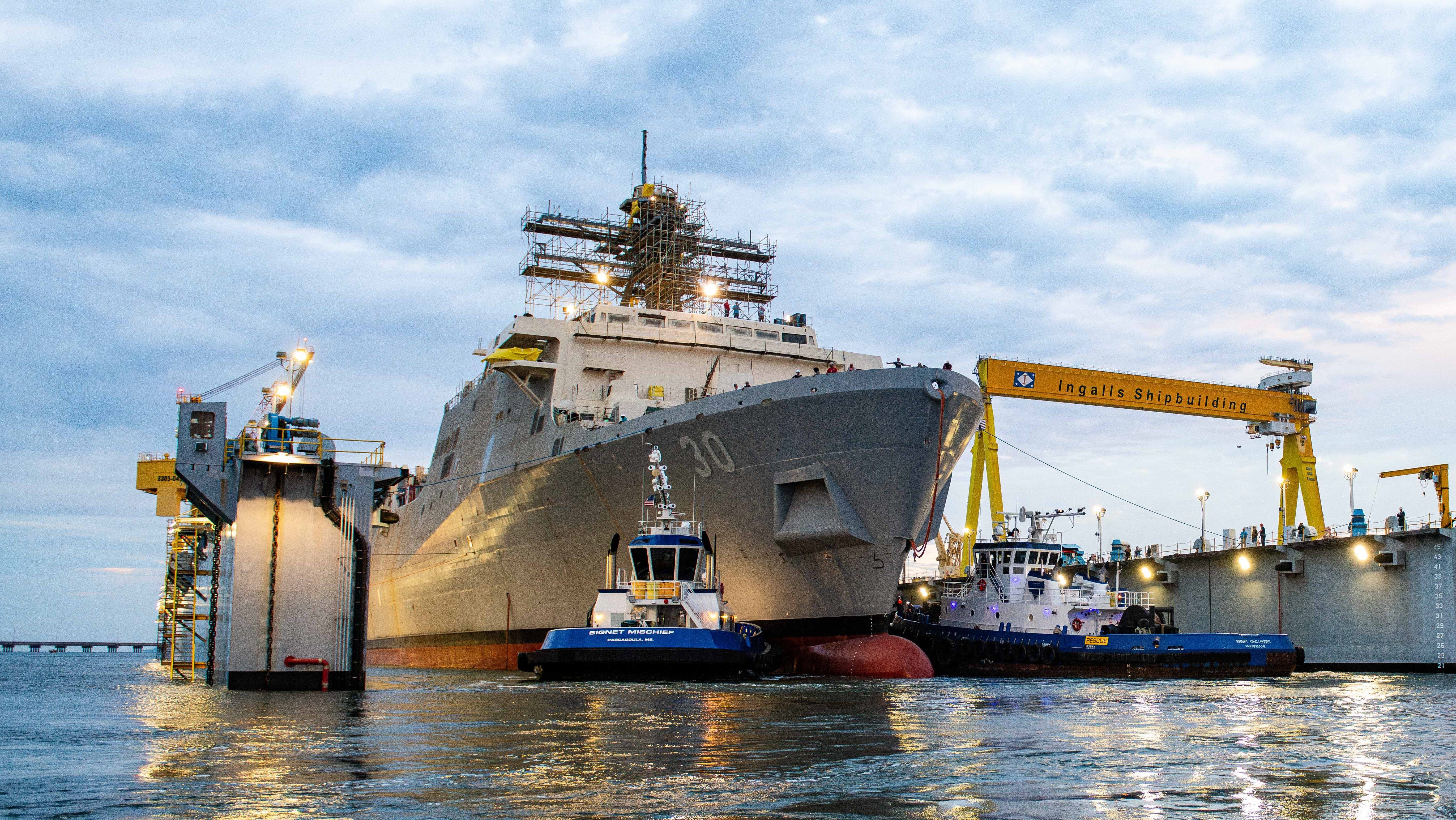 HII LAUNCHES AMPHIBIOUS TRANSPORT DOCK HARRISBURG (LPD 30) | HII Newsroom