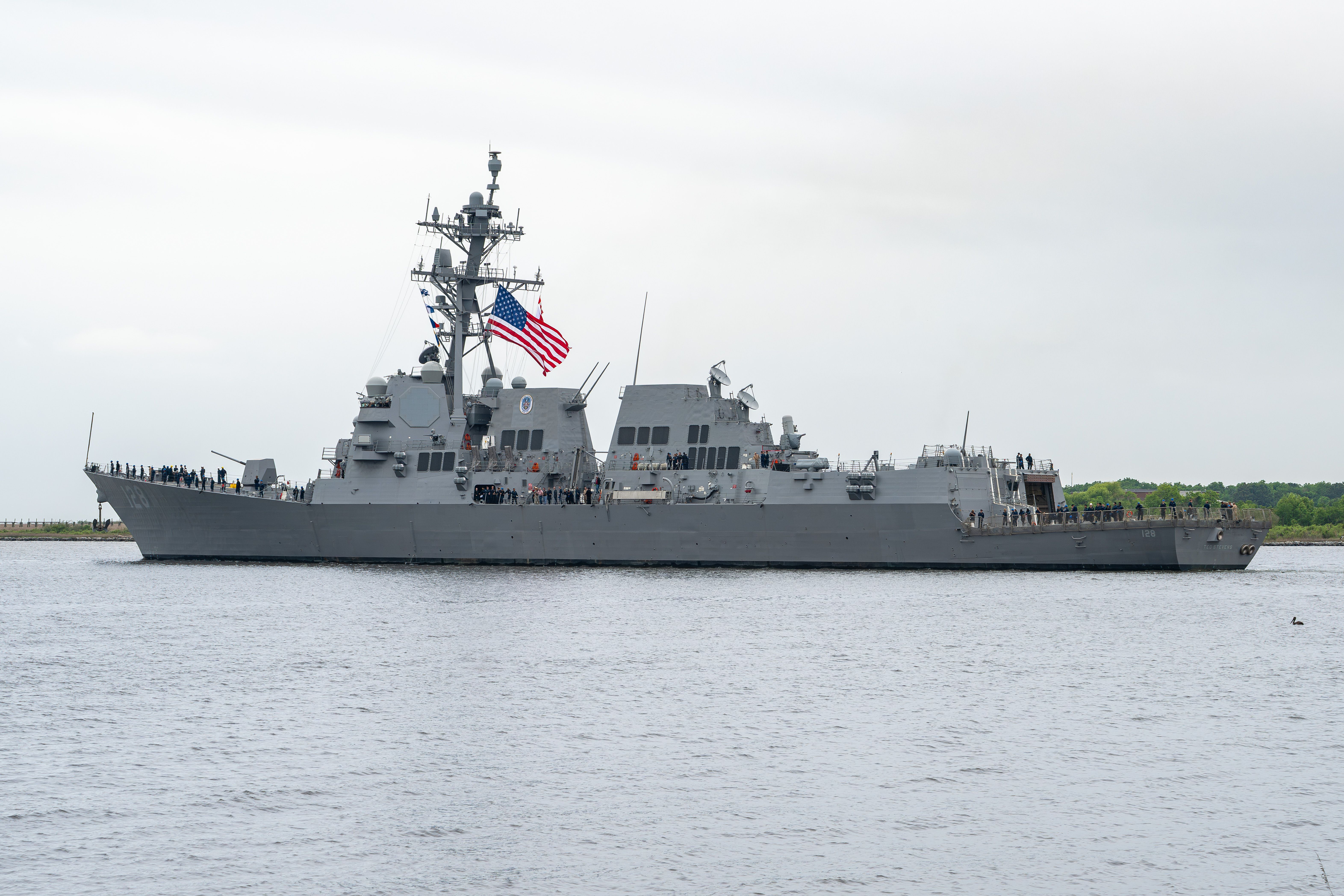 Flight III Destroyer Ted Stevens (DDG 128) Sails Away from HII’s ...